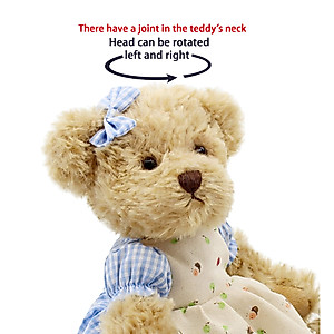 oits cute 2-Pack Teddy Bear,Cute Stuffed Animal,Couple Gift Soft Plush Toy 11inch (Blue Plaid Clothes)
