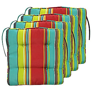 Patio Chair Cushion 4 Piece Outdoor/Indoor Waterproof Square Corner Seat Cushion 15.74X15.74X0.98 Inch, Space Cotton Filled Dining Chair Cushion for Garden Patio Furniture