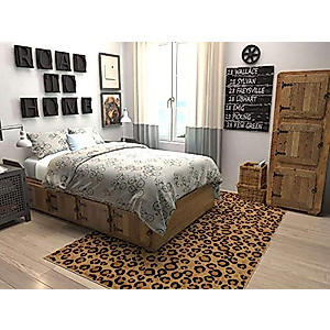 Unique Loom Wildlife Collection Area Rug - Leopard (5' 3" x 8' Rectangle, Light Brown/ Black)