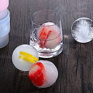 LORSIA Ice Ball Molds, Set of 4, Slow-Melting Stackable Ice Cube Maker, 2.5 Inch big Ice Spheres for Whiskey Cocktails Juice Beverages Bourbon