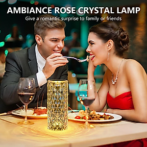 ZsIturey 16 RGD Color Changing Crystals Small Table Lamp Rose Diamond Touch Lamp Romantic Dimmable LED Night Light Festive Atmosphere Light USB Charging Night Light, Bedroom, Dining, Party, Bar