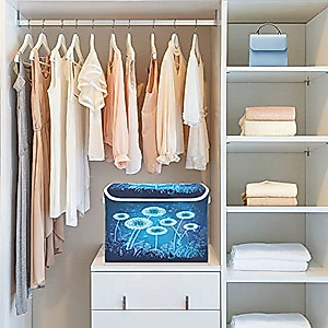 Kigai Magic Blue Dandelion Storage Basket with Lid Collapsible Storage Bin Fabric Box Closet Organizer for Home Bedroom Office 1 Pack