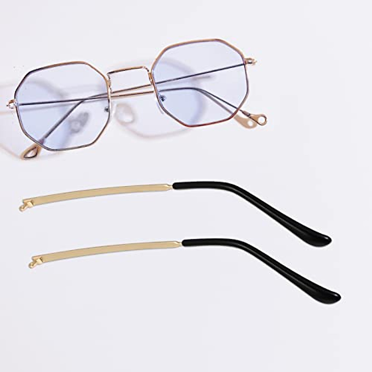 ULTECHNOVO Eyeglass Temple Arms Glasses Repair Kit 1 Pair Metal Glasses Temple Sunglasses Arm Eyewear Frame Temple Replacement Eyeglass Nose Pads Eyeglasses Replacement Arms