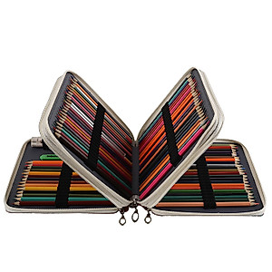 Shulaner 120 Slots Colored Pencil Case with Zipper Closure Large Capacity Butterflies and Bicycles Pattern Pencils Bag 840D Nylon Waterproof Fabric Pen Organizer Storage Holder for Artist