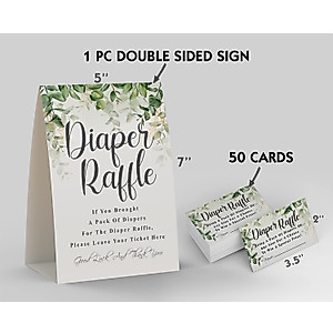 Diaper Raffle Tickets for Baby Shower Sign，Baby Shower Invitations with Diaper Raffle Cards - Baby gender neutral tickets(1 Sign with 50 Raffle Tickets) Toctose023