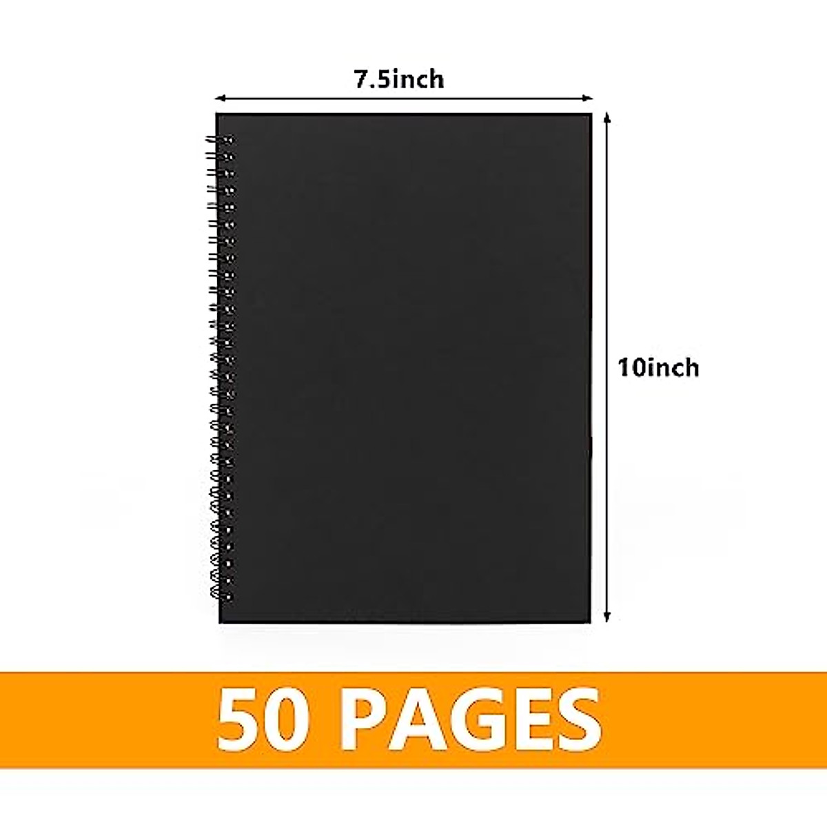 Ykimok 1 Pack College Ruled Notebook, Soft black Cover Spiral Notebook, Memo Notepad Sketchbook, Students Office Business Diary Spiral Book Journal,100 Pages, 50 Sheets, 10 x 7.5 Inch