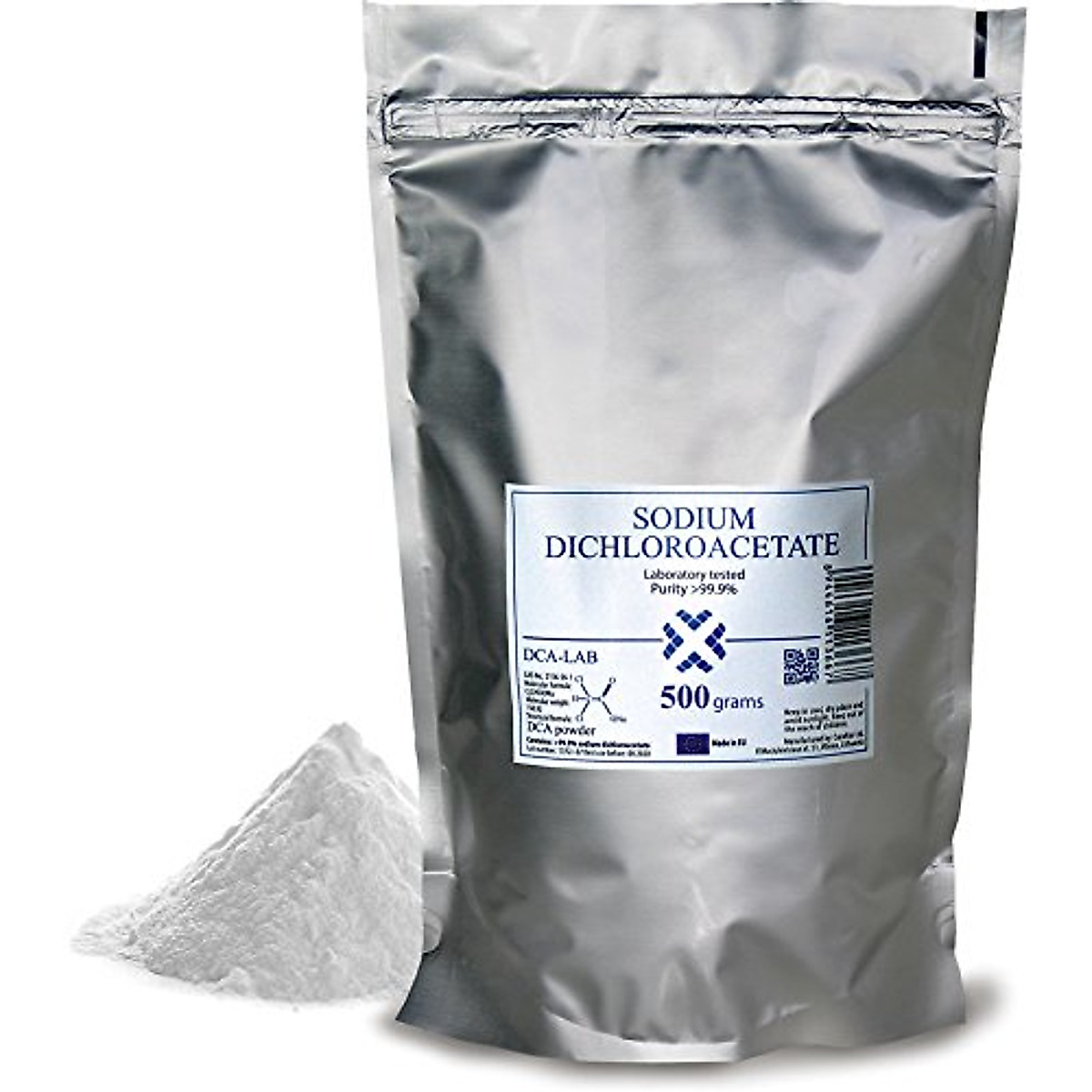 DCA - Sodium Dichloroacetate 500g Bulk Powder, Purity >99.9%, Made in Europe, by DCA-LAB, Certificate of Analysis Included, Tested in a Certified Laboratory, Buy Directly from Manufacturer, 1.7lbs