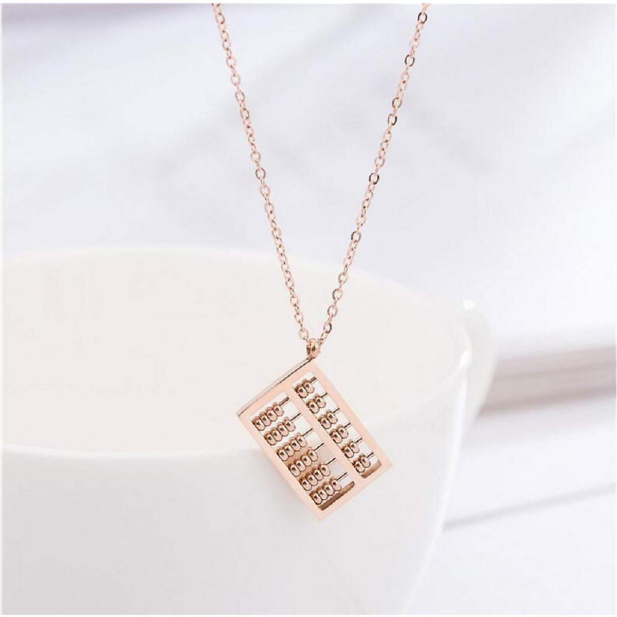 XIGUA MELON Rose gold titanium steel necklace new wishful abacus clavicle necklace