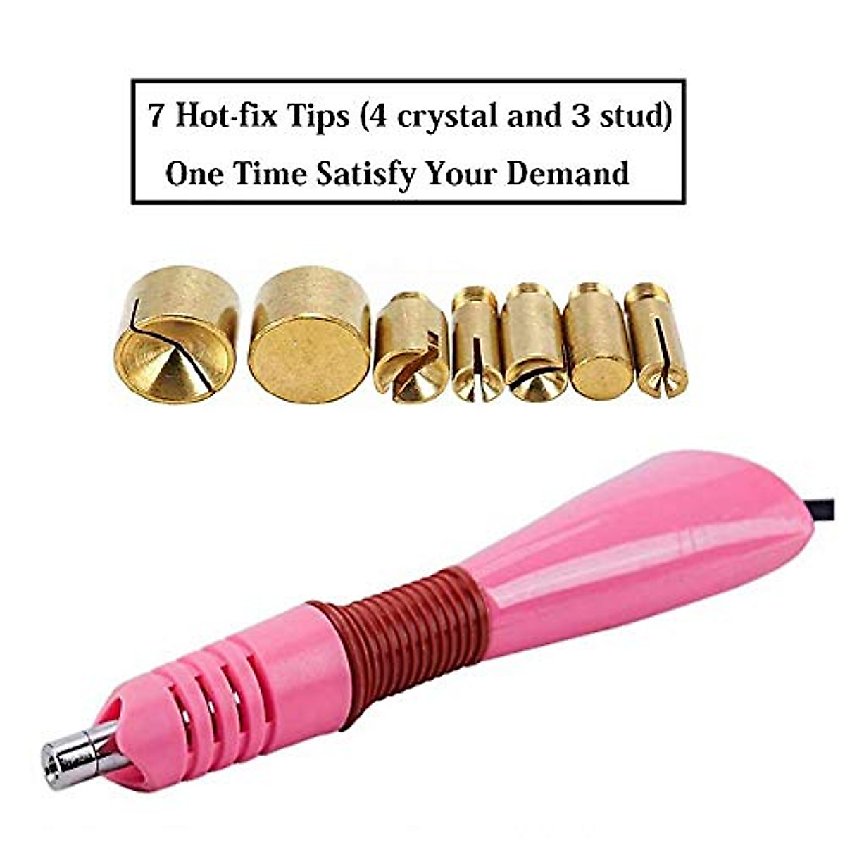 Hotfix Applicator,DIY Hot Fix Rhinestone Setter Applicator Wand Tool Kit Set with 7 Different Sizes Tips,Support Stand (Pink)