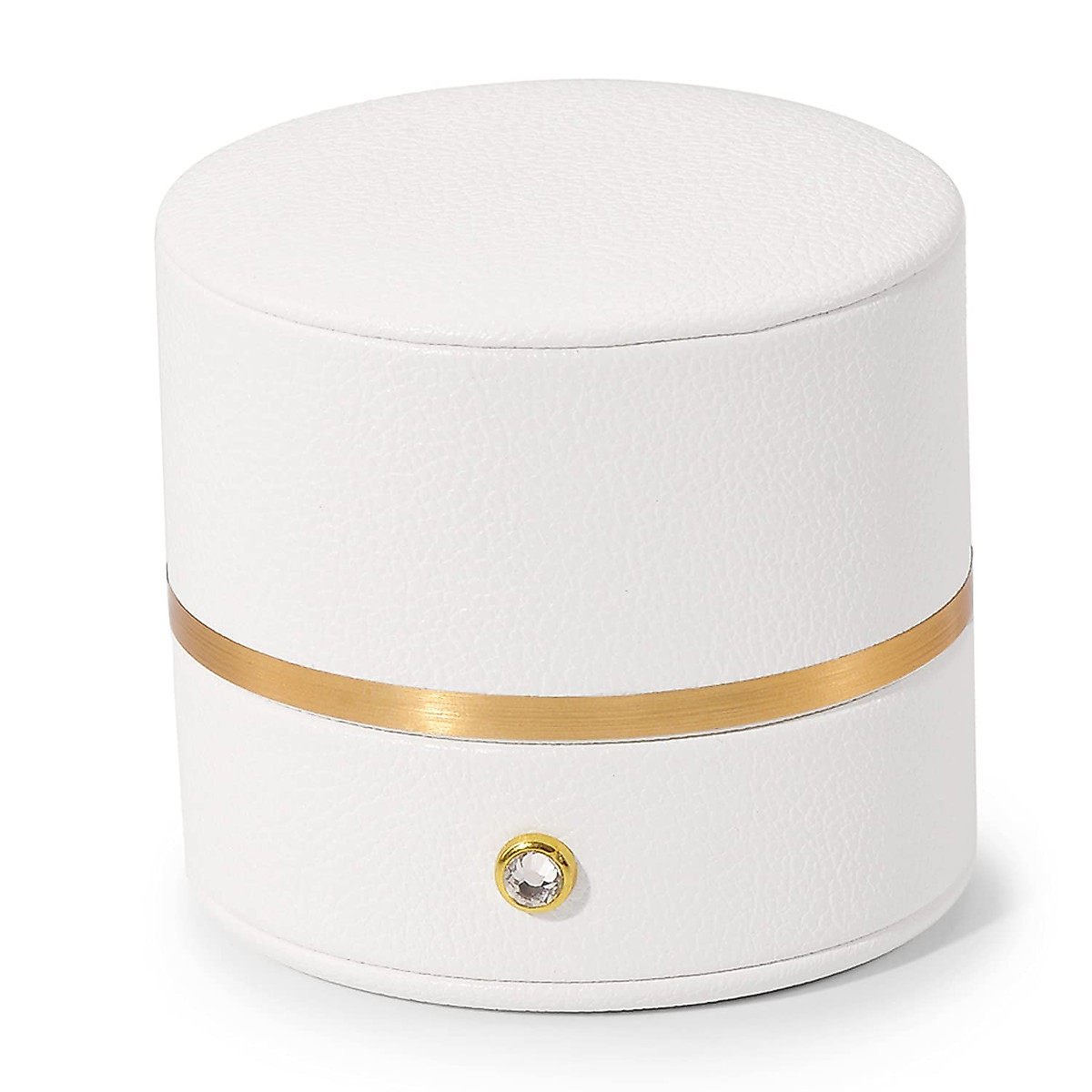 Oirlv Leather Ring Box Engagement Proposal Wedding Ring Gift Box Multifunctional Jewelry Case for Earring Necklace(White)