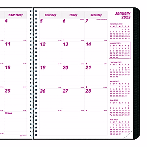 Brownline 2023 DuraFlex Monthly Planner, 14 Months, December 2022 to January 2024, Twin-Wire Binding, 11" x 8.5", Black (CB1262V.BLK-23)