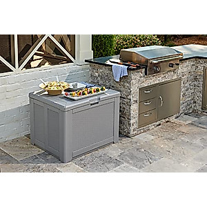 Rubbermaid Medium Resin Outdoor Storage Deck Box (74 Gal), Weather Resistant, Gray, Deck Organization for Home/Backyard/Pool Chemicals/Toys/Garden Tools/Porch/Patio Cushions