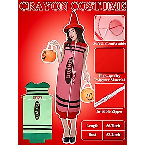 Xtinmee 4 Set Crayon Costume for Adults, Halloween Crayon Fancy Dress Funny Outfit for Halloween Cosplay Dress up, One Size (Yellow, Red, Green, Blue)