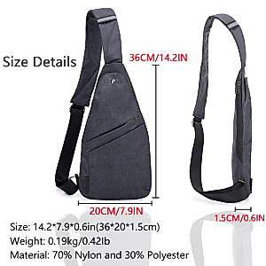 Tealots Sling Bag Small Crossbody Chest Bag, Anti-Thief Personal Pocket Bag, Shoulder Backpack Travel Daypack for Men Women (Dark Grey)