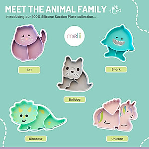 melii Divided Silicone Suction Plate - 100% Silicone, for Baby + Toddlers – BPA Free, Dishwasher & Microwave Safe (Dinosaur)