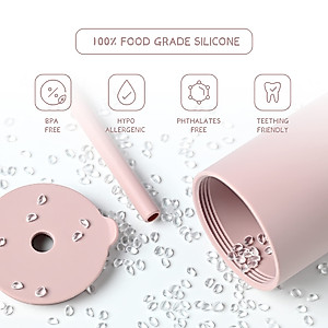 JOYIT Silicone Open Straw Cups for Toddlers | Open Cup for Baby 6 oz | Baby Training Cup (Princess-Pale Mauve)