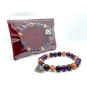 DCE Triple Stone OPTIMUM WEIGHT LOSSt Handmadee 8MM Gemstone Red Tiger Eye - Sunstone - Amethyst Beaded Jewelryyts Natural Healing Metabolism Booster Spiritualts By Dazzling Crys