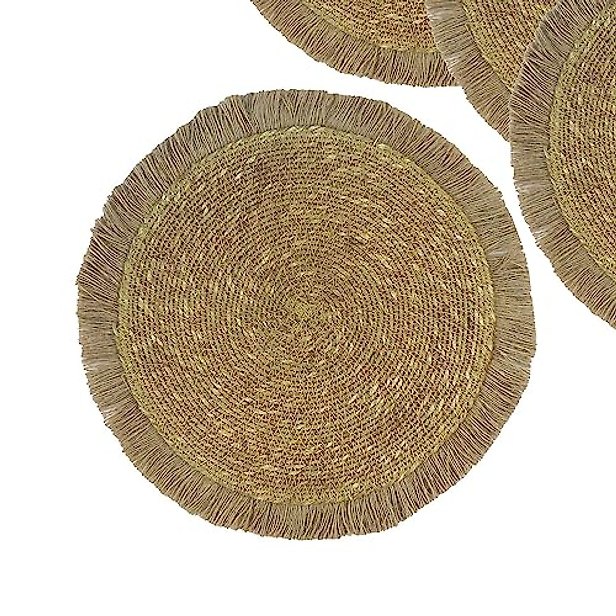 Trunkin USA Jute Fringed Edge Placemat Size: 14" Round Set of 2/4 Color: Natural