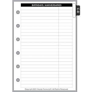 Pocket-Plus Size Name & Address Refill, Sized and Punched for Pocket-Plus Size Notebook (3.5" x 5")