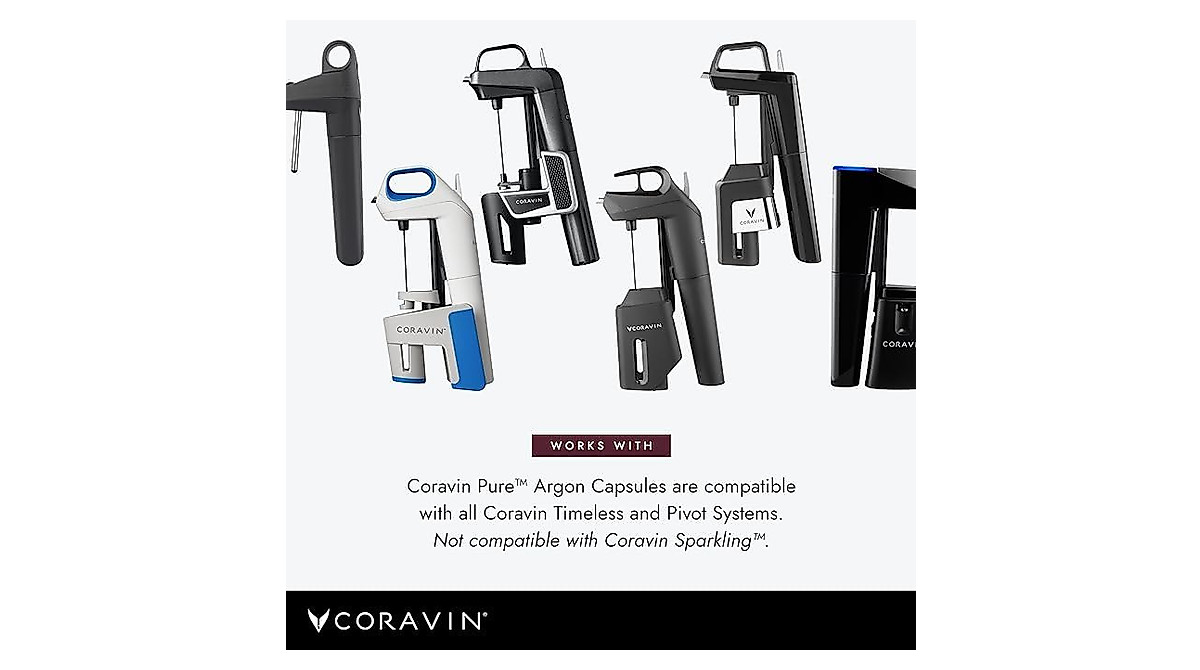 Coravin Pure Argon Gas Capsules for Wine Preservation - Pack of 6