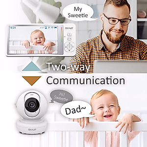 Video Baby Monitor,1080P Full HD Ultra clear image quality,5.5" IPS Screen Monitor,Pan Tilt Camera,Range up to 1000ft,22h Battery Life, 2-Way Talk,Split Screen,Night Vision,Temperature Monitor,No WiFi