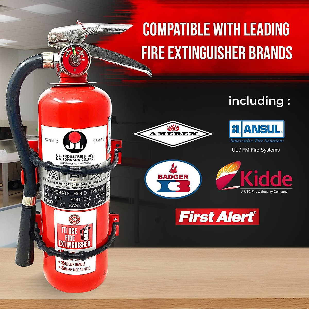 Fire Extinguisher Mounting Bracket Heavy Duty Wall Mount Bracket for 2.5 lb & 5 lb Fire Extinguishers - Mount in Your Car, Boat, or Off-Road Vehicle - Fits Most Popular Brands (Pack of 1)