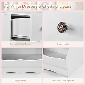 Catrimown Kids Dresser for Bedroom, 3 Drawers Chest, Tall Kids Dresser, Toddler Dresser for Bedroom, Cubby Storage Organizer, Toy Chest Dresser for Girls Boys, White, Large