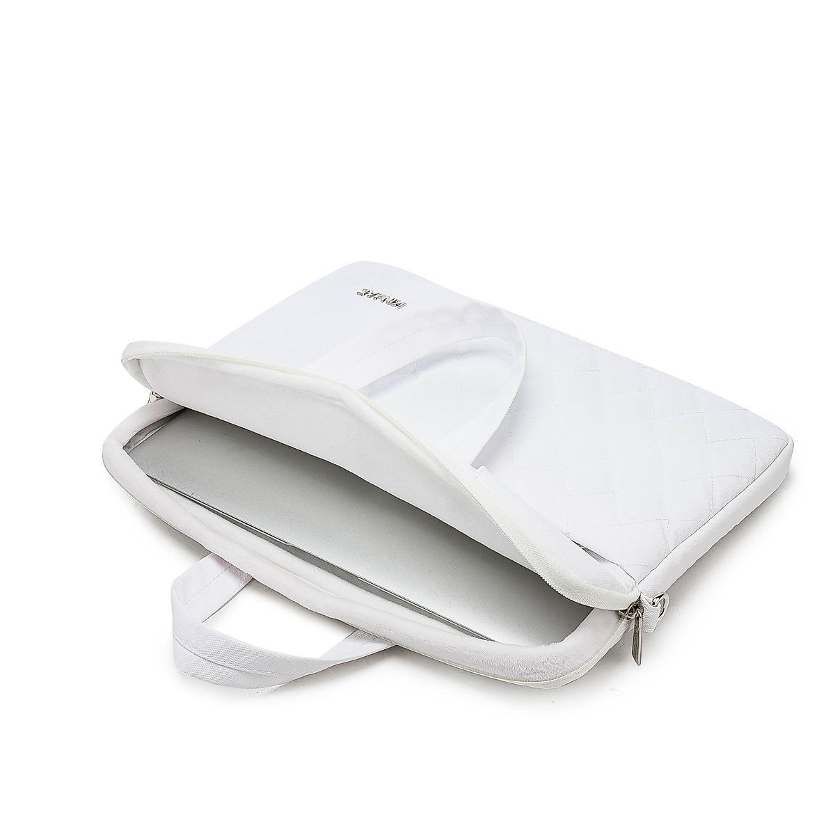 Kinmac White Embroider 360° Protective Laptop Shoulder Messenger Sleeve Briefcase case Bag For MacBook Pro/Air 13 inch,iPad Pro 12,MacBook 14 inch and 13 inch-14 inch Screen Laptop