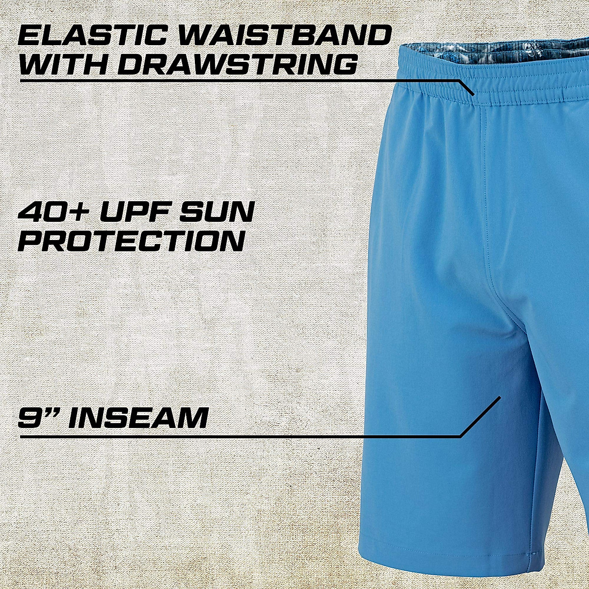 Mossy Oak Standard Men's Lounge Comfy Gym Shorts with Pockets, Mo Blue, Large