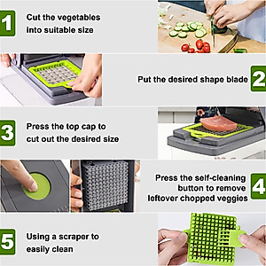 Vegetable Chopper 16 in 1, 9 Blade Veggie Food Chopper with Container 1.2L, Slicer Dicer Cutter with Self-Cleaning Button for Kitchen Onion Garlic Potato Salad