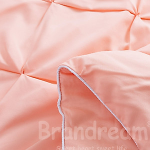 Brandream Girls Crib Bedding Pink Nursery Bedding Princess Pintuck 3 Piece Baby Comforter Set, Jade Pink