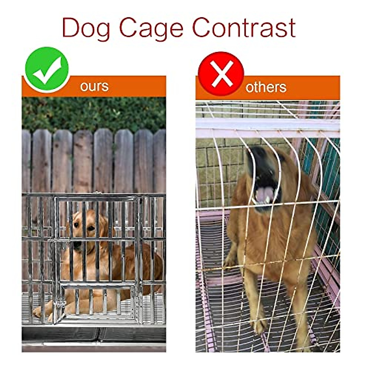 Confote 48" Heavy Duty Stainless Steel Dog Cage Kennel Crate and Playpen for Training Large Dog Indoor Outdoor with Double Doors & Locks Design Included Lockable Wheels Removable Tray No Screw