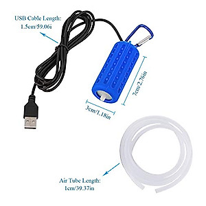 Useekoo USB Aquarium Air Pump, Ultra Durable & Quiet USB Nano Air Pump, Small Air Bubbler for Aquarium Fish Tank with Air Stone and Silicone Tube - Dark Blue
