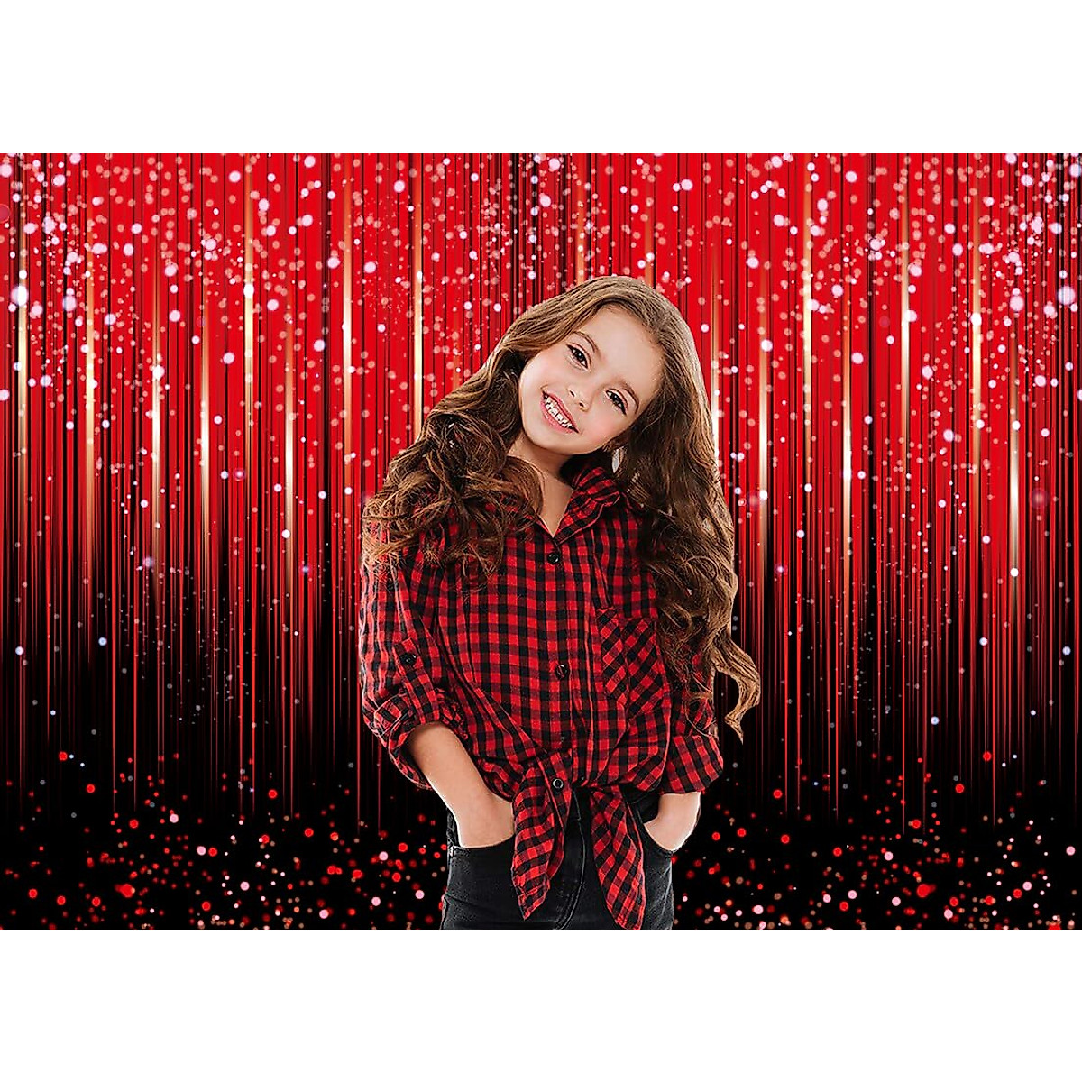 Red Glitter Backdrop for Photography Black and Red Bokeh Sequin Spots Birthday Party Background Baby Shower Winter Christmas New Year Party Decorations Photo Props