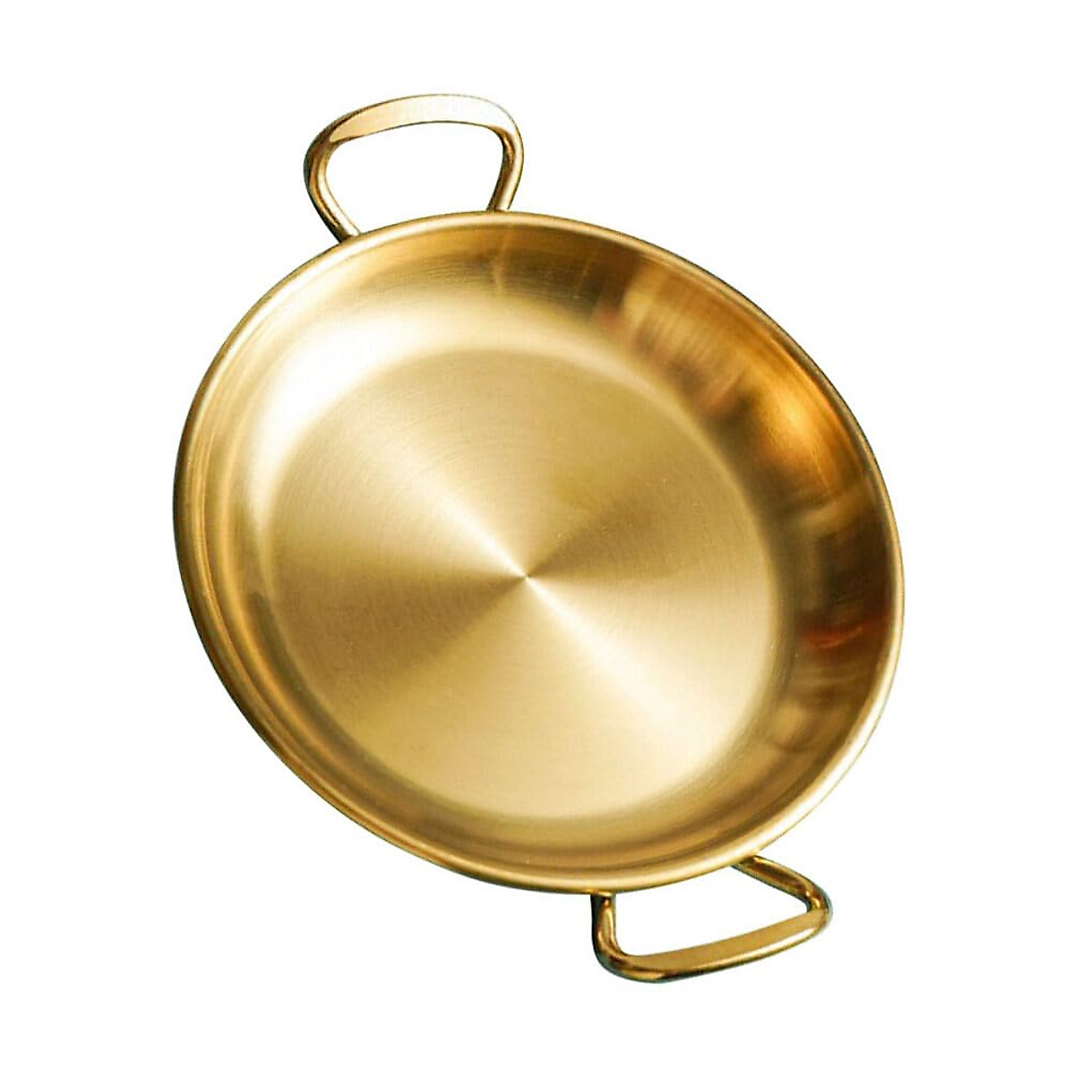 Cabilock Stainless Steel Paella Pan Double Handle Seafood Pan Flat Bottom Snack Plate Non-stick Seafood Lobster Plate for Home Kitchen Outdoor Cooking Supplies Golden