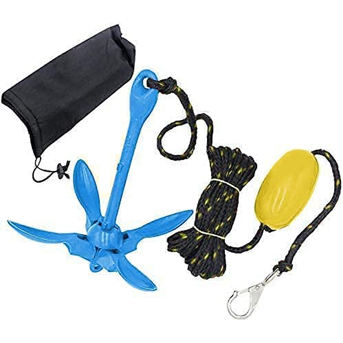 XIALUO Marine Kayak Anchor Kits 3.5 lb Folding Anchor Accessories with 30 ft Rope for Fishing Kayaks, Canoe, Jet Ski, SUP Paddle Board and Small Boats