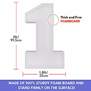 JoyBox Design 3FT Mosaic Balloon Frame Number 1 Light Up Numbers Pre-Cut Kit Thick Foam Board Decoration for Birthdays Anniversary Baby Shower