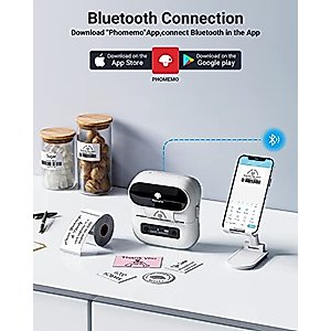 Phomemo Label Maker, Bluetooth Label Printer for Barcode, Address, Home, Mailing, Small Business, Clothing, Portable Label Maker Easy to Use with 3 Rolls Label & Bag
