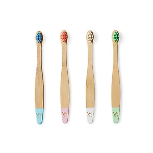Wild & Stone Organic Baby Bamboo Toothbrushes | 4 Pack | Soft Bristles | 100% Compostable Handle | BPA Free | Vegan Baby Toothbrushes (Multicolour)
