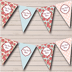 Tea Shabby Chic Vintage Roses Polkadot Retirement Party Bunting Banner