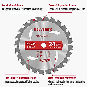 3 Pack 7 1/4 Circular Saw Blade 24T&40T&60T Combo, TCT ATB 24T Framing, 40T Ripping & Crosscutting, 60T Finish Saw Blade for Various Wood Cutting, 5/8" Arbor, Fit Dewalt Craftsman Ryobi Milwaukee