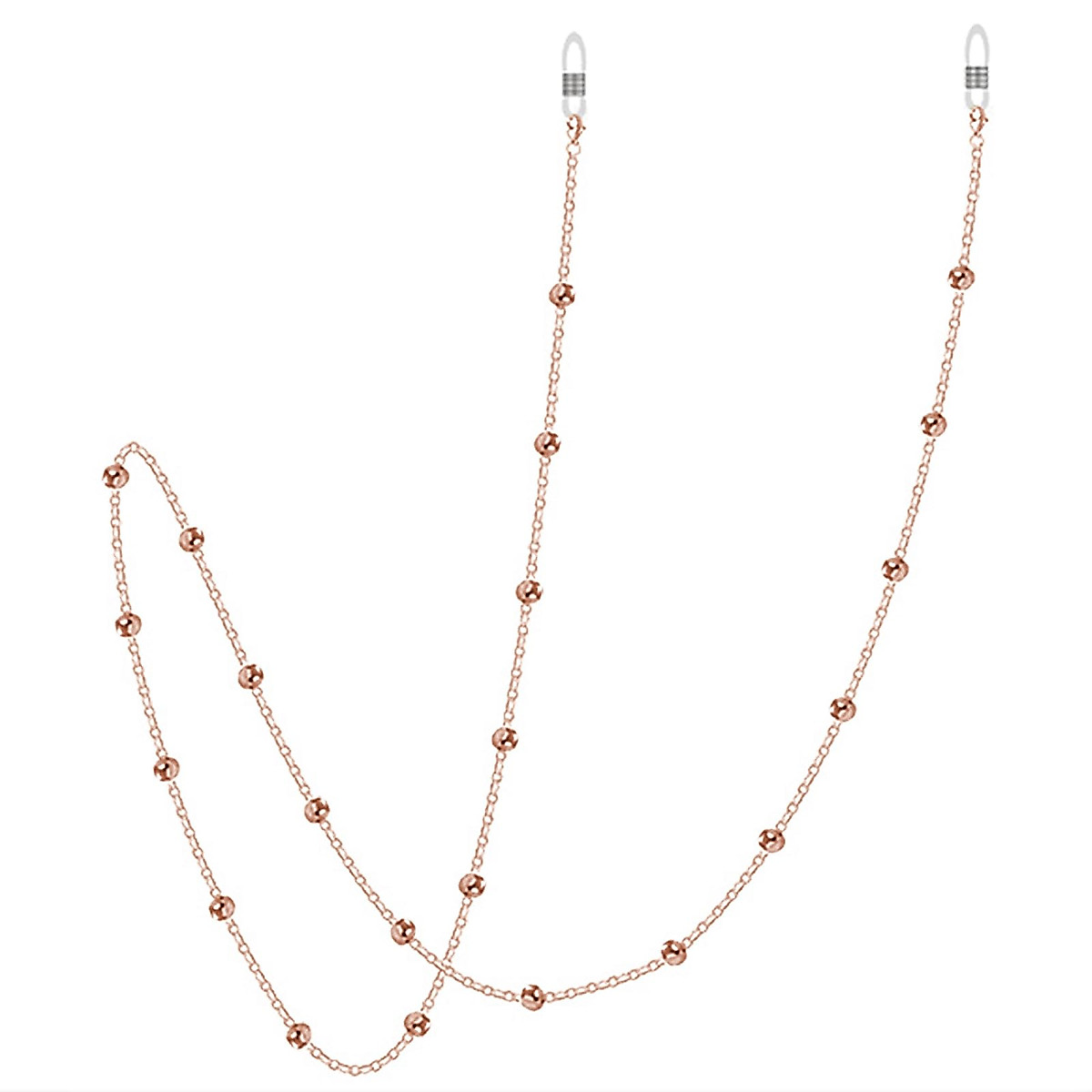 ZOORON Eyeglass Chains for Women, Premium Beaded Eyeglass Necklace Chain Cord, Eye Glasses String Holder 2Pack-Rose Gold & Silver
