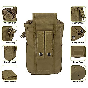 Tactical Military MOLLE Dump Pouch – Foldable Durable and Versatile Magazine Utility Waist Bag for Outdoor Enthusiasts, with 1 Flag Patch Included, Coyote Brown