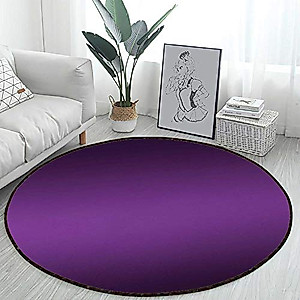 Purple Round Area Rug Ombre Coffee Table Mats for Study Bedroom Office Meeting Living Room Diameter 3 ft