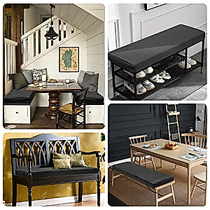 Bench Cushion , Indoor/Outdoor Bench Cushion, Bench Cushion for Storage Bench and Window Seat, Swing Cushion, Durable Thicken Bench Seat Pads 120*42*8cm, Grey and Black