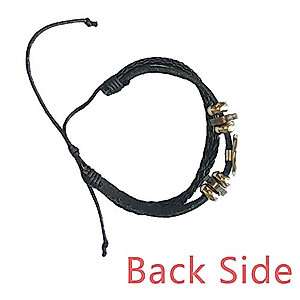 DIYthinker Black Ferocious Rottweiler Dog Pet Animal Bracelet Braided Leather Rope Bead Wristband