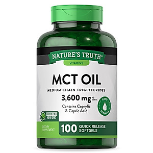 Nature's Truth MCT Oil Capsules | 100 Softgels | Keto Friendly Coconut Oil Pills | Non-GMO, Gluten Free