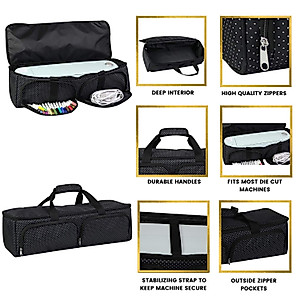 Everything Mary Die-Cut Machine Carrying Case, Black Polka Dot - Storage Tote for Cricut Air & Maker Brother, & Silhouette - Accessories Bag for Supplies, Weeding Tools, Pens & Vinyl