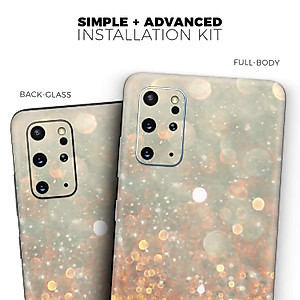 DesignSkinz Pink and Gold Shimmering Lights Protective Vinyl Decal Wrap Skin Cover Compatible with The Samsung Galaxy S20 (Screen Trim & Back Glass Skin)