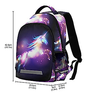 MCHIVER Unicorn Backpack for Girls Boys Rainbow Galaxy Lightweight School Bookbag with Adjustable Chest Strap for Elementary Kids - Durable 16.7 Inch